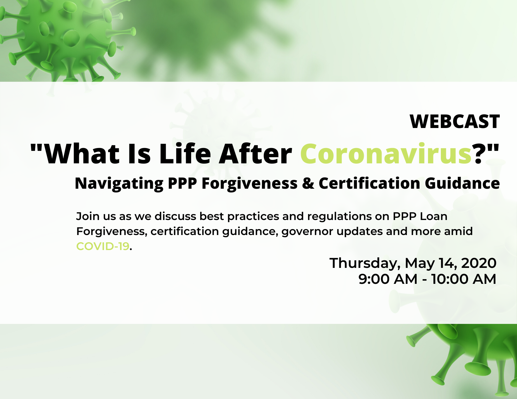 Webinar | What Is Life After Coronavirus? Navigating PPP Forgiveness ...